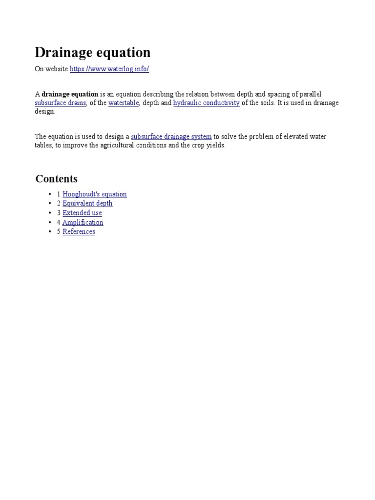 Drainage Equation | Download Free PDF | Hydrology And Urban Planning ...