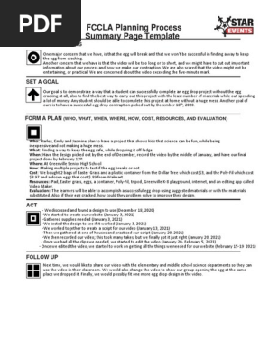 Fccla Planning Sheet