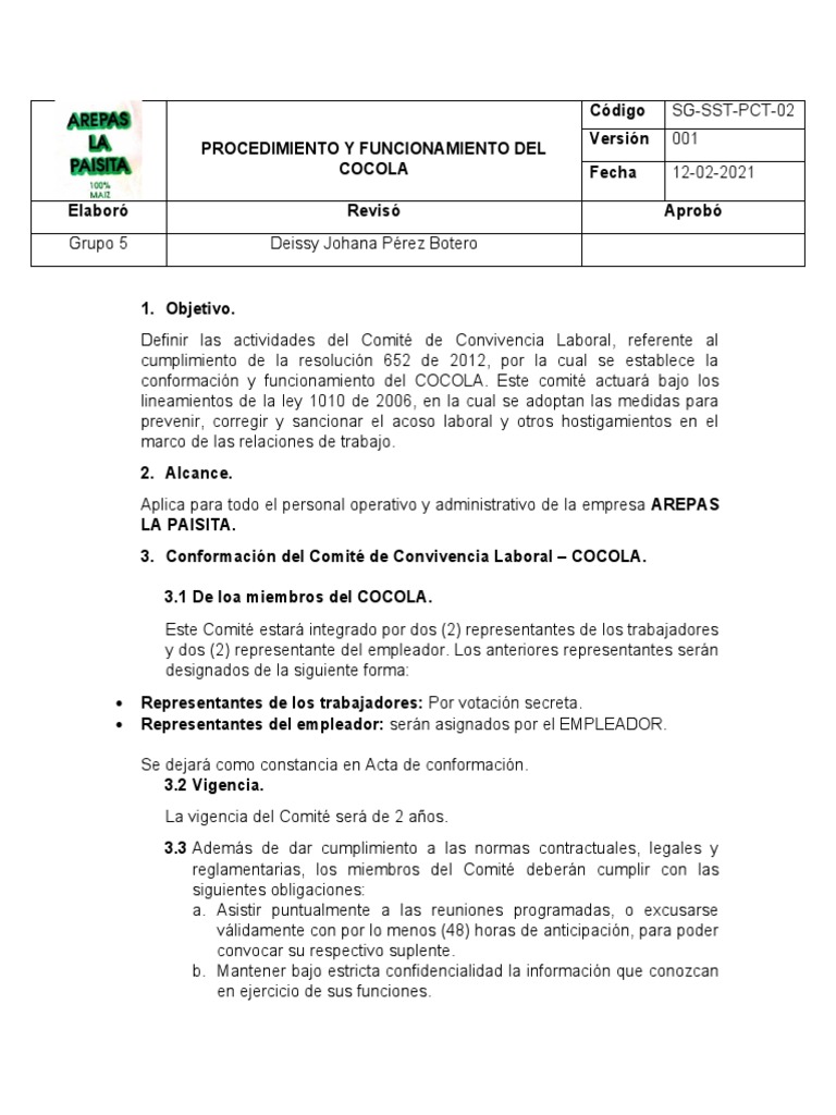Procedimiento y Funcionamiento Del Cocola | PDF
