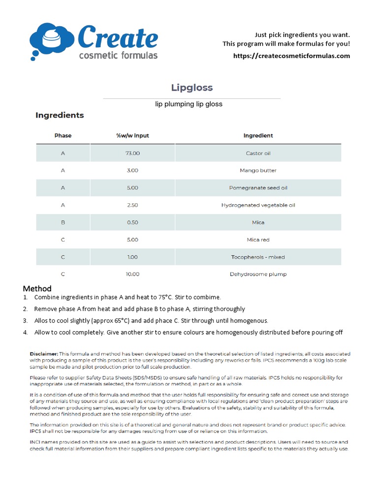 Custom Lip Gloss Formula Guide | PDF