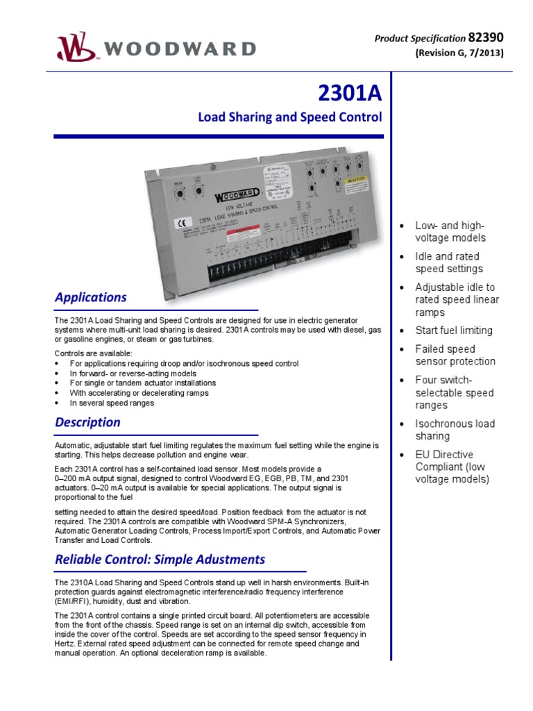 Woodward 2301A Load Sharing and Speed Control | PDF | Electric ...