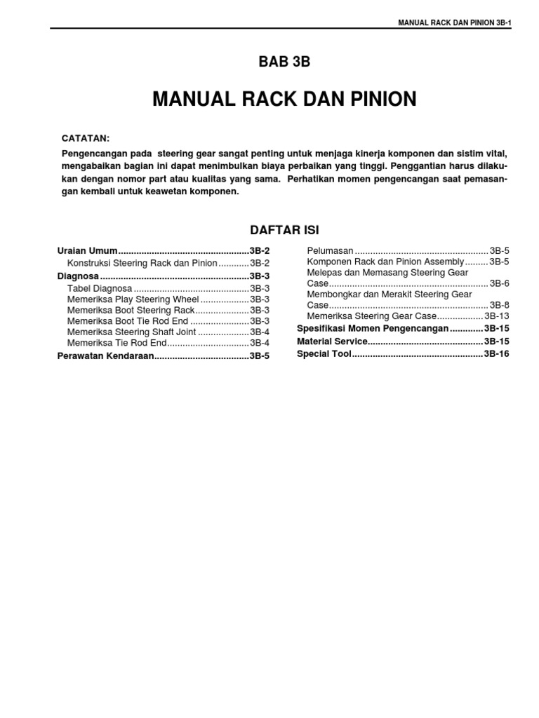 Manual Rack & Pinion | PDF