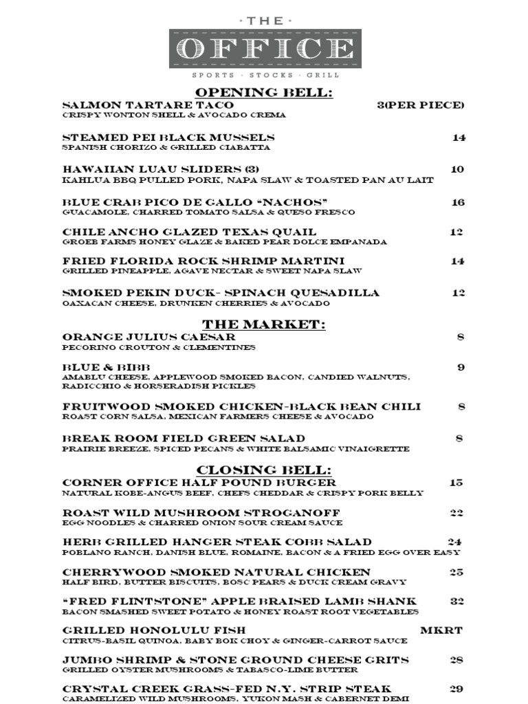 The Office Menu | PDF | Hamburgers | Salad