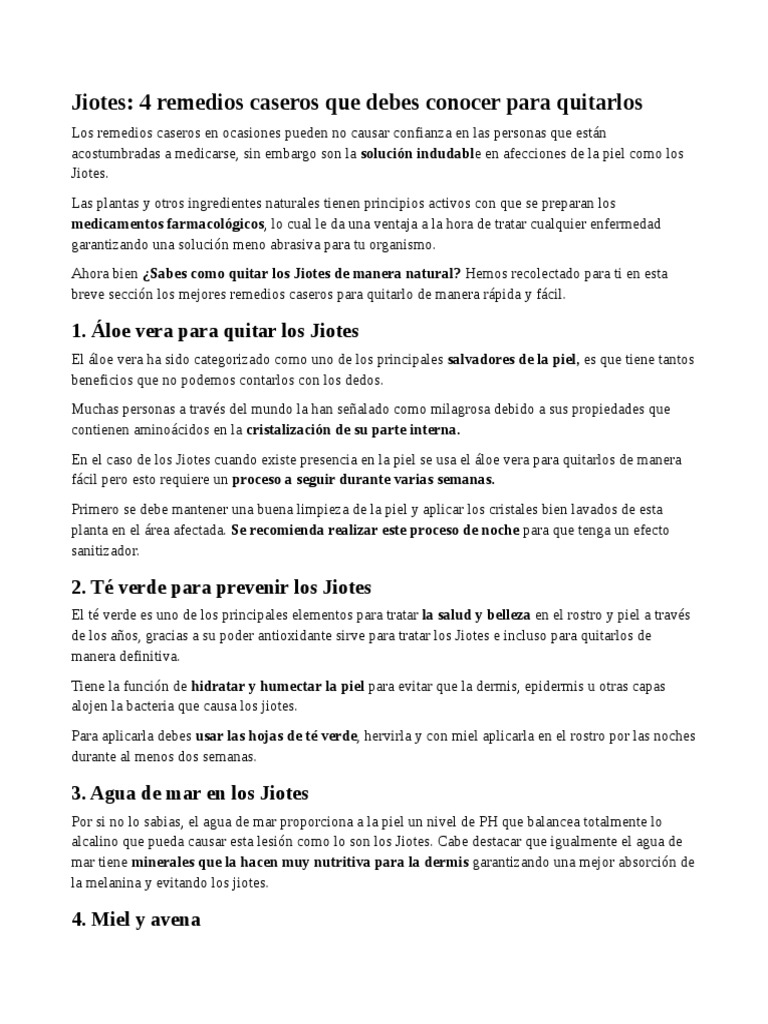 Como Quitar Los Jiotes | PDF | Piel | Miel