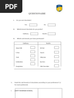 QUESTIONNAIRE On Chocolates | PDF | Chocolate | Brand