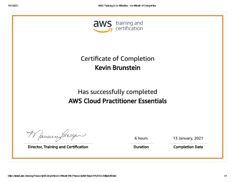AWS Cloud Practitioner Completion Certificate | PDF