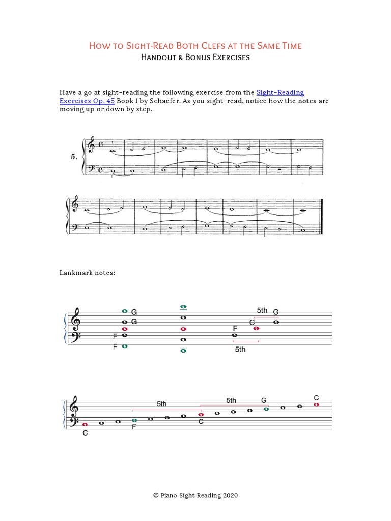 How To Sight-Read Both Clefs - Handout & Exercises | PDF | Notation ...
