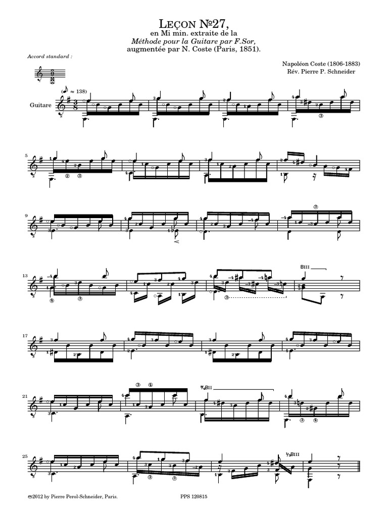 Sor Coste Lecon 27 Partition | PDF