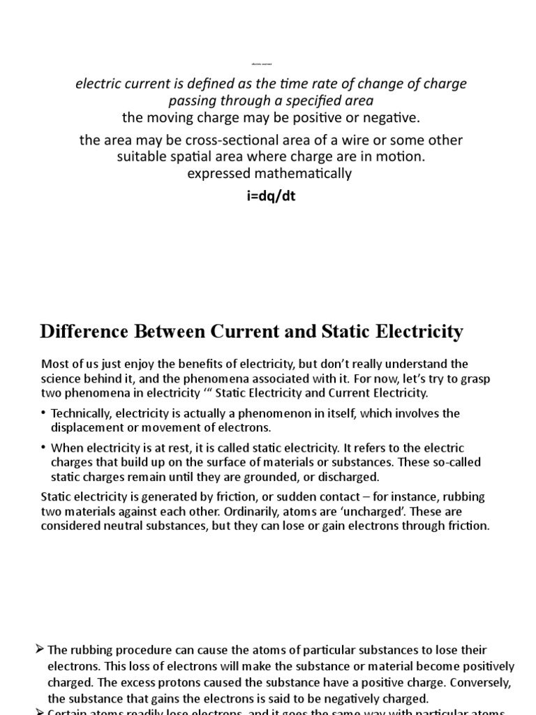 Electric Current Presentation | PDF | Electric Current | Series And ...
