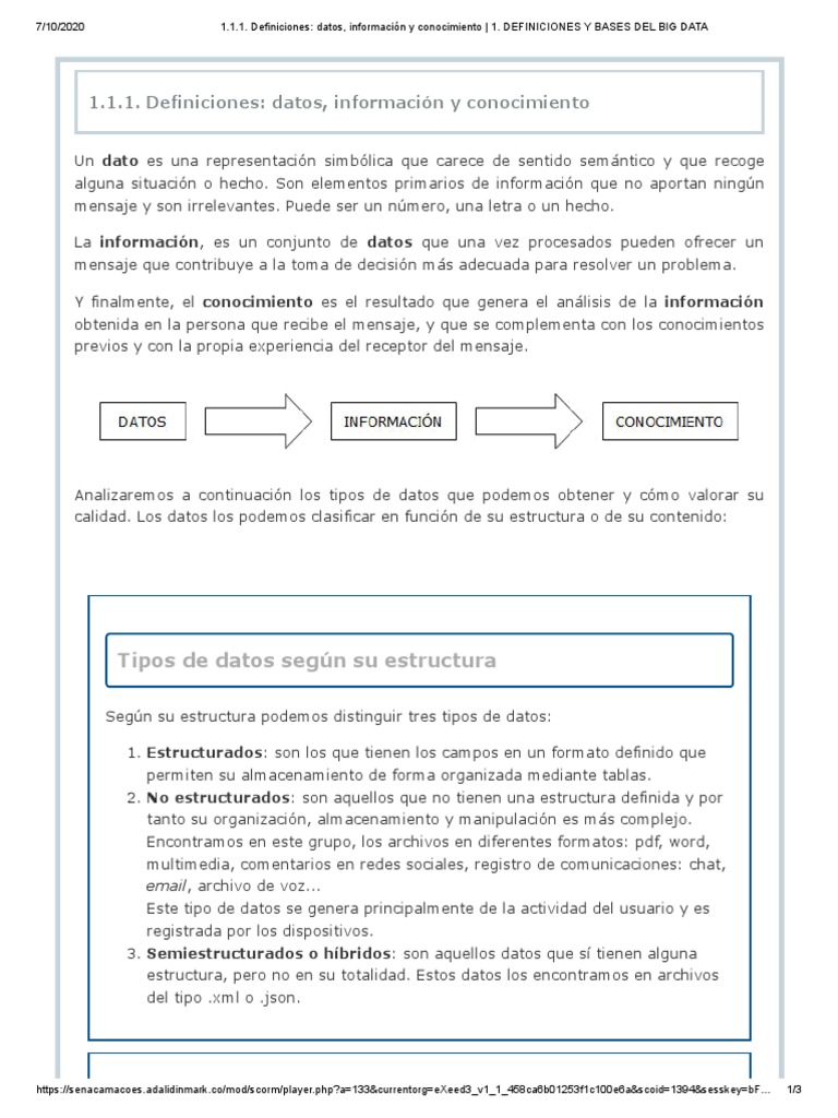 Definiciones Datos Informacion y Conocimineto | PDF | Información ...