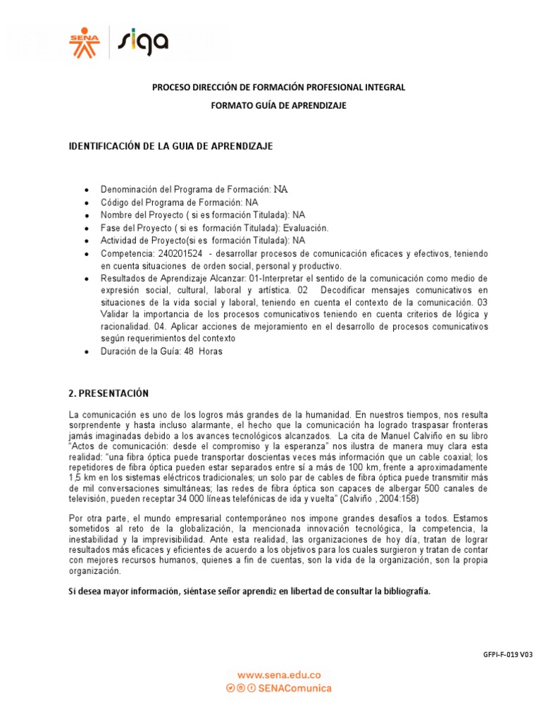 GFPI-F-019 - GUIA - DE - APRENDIZAJE 2020 Comunicacion | PDF | Comunicación | Puntuación