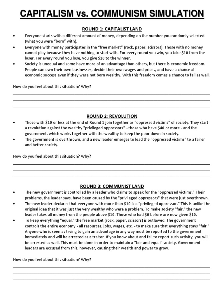 Communism Vs Capitalism Simulation | PDF | Free Market | Capitalism