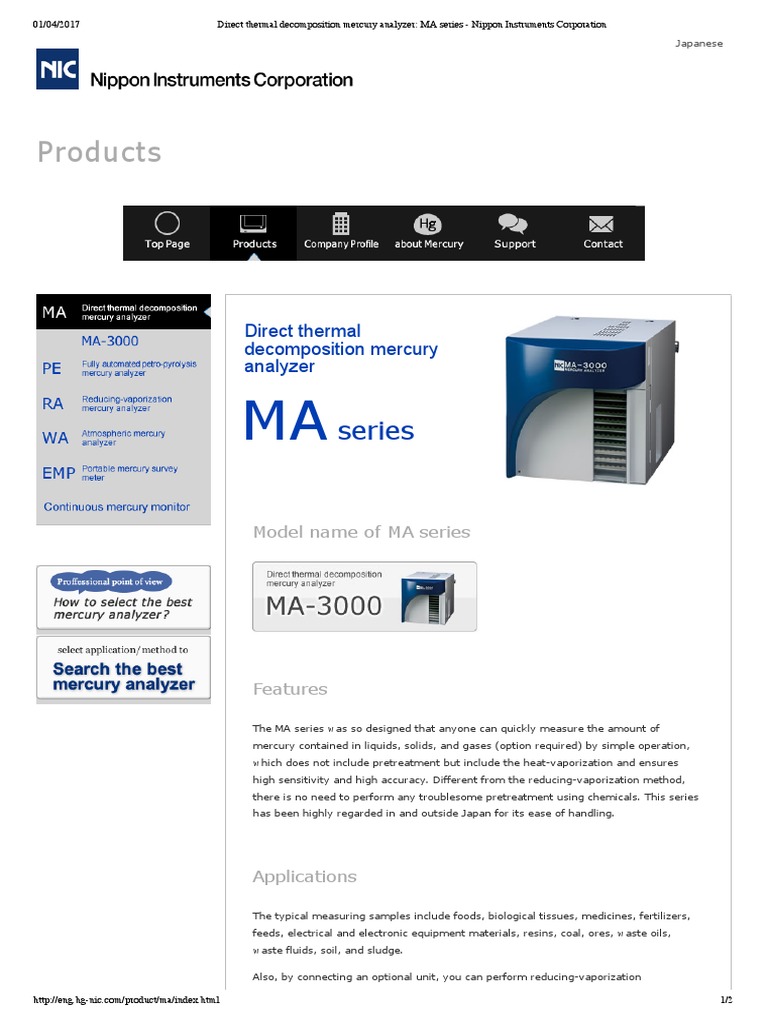 Nic Ma 3000 | PDF | Mercury (Element) | Absorption Spectroscopy