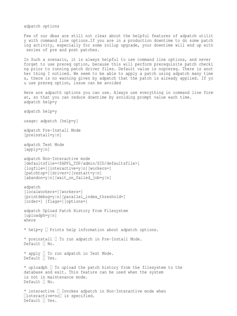 Adpatch Options Pdf Command Line Interface Databases