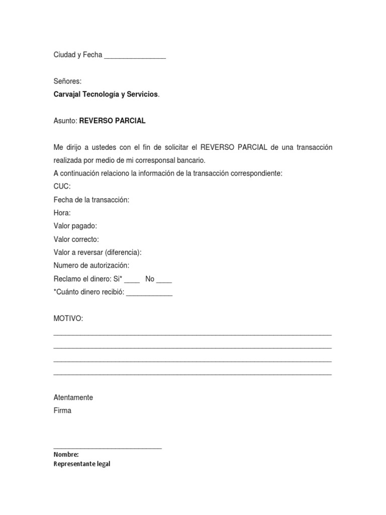 Carta Reverso Parcial | PDF