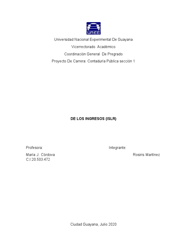 Informe Islr | PDF | Impuestos | Impuesto sobre la renta