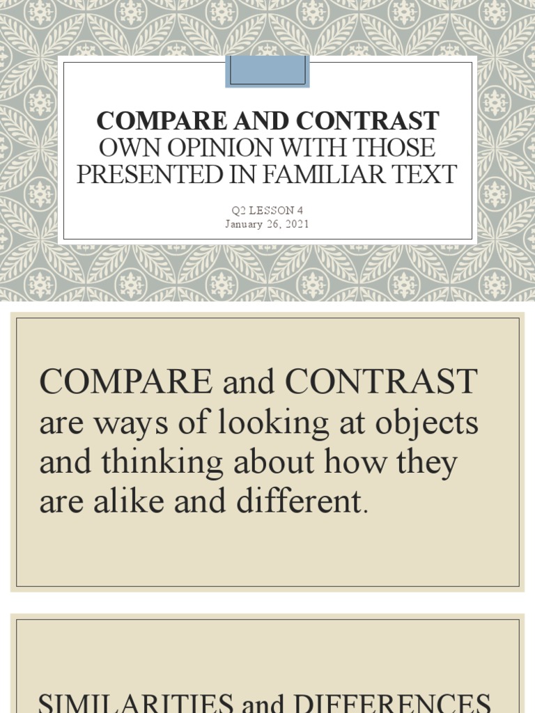 Comparing and Contrasting Opinions | PDF | Communication | Cognition