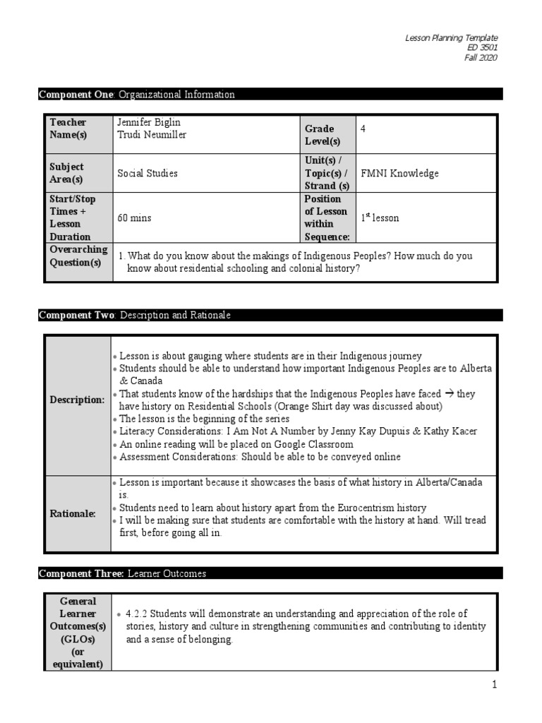 Indigenous Lesson Plans | PDF | First Nations | Lesson Plan