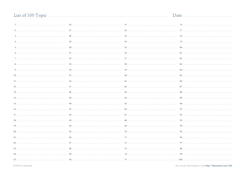 Litemind 100 List Template | PDF