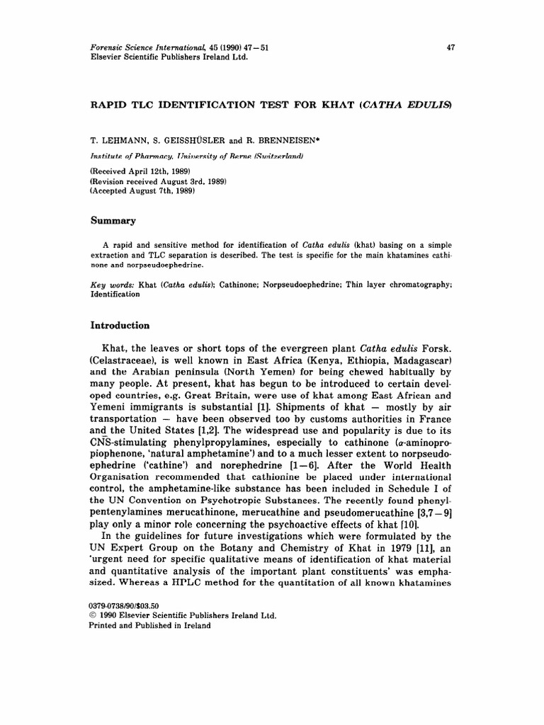 Rapid Khat Identification Test | PDF | Thin Layer Chromatography | High ...