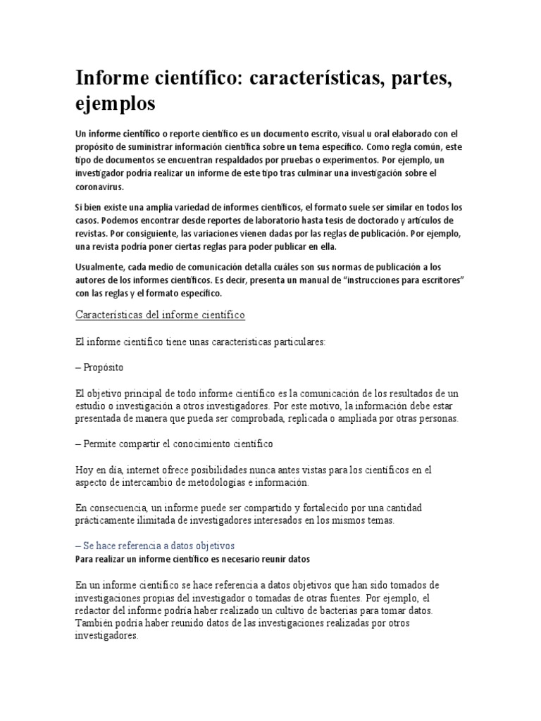 Informe Científico | PDF | Science | Ciencia y Tecnología