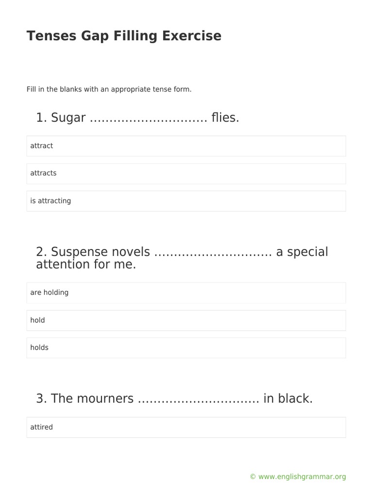 Tenses Gap Filling Exercise | PDF