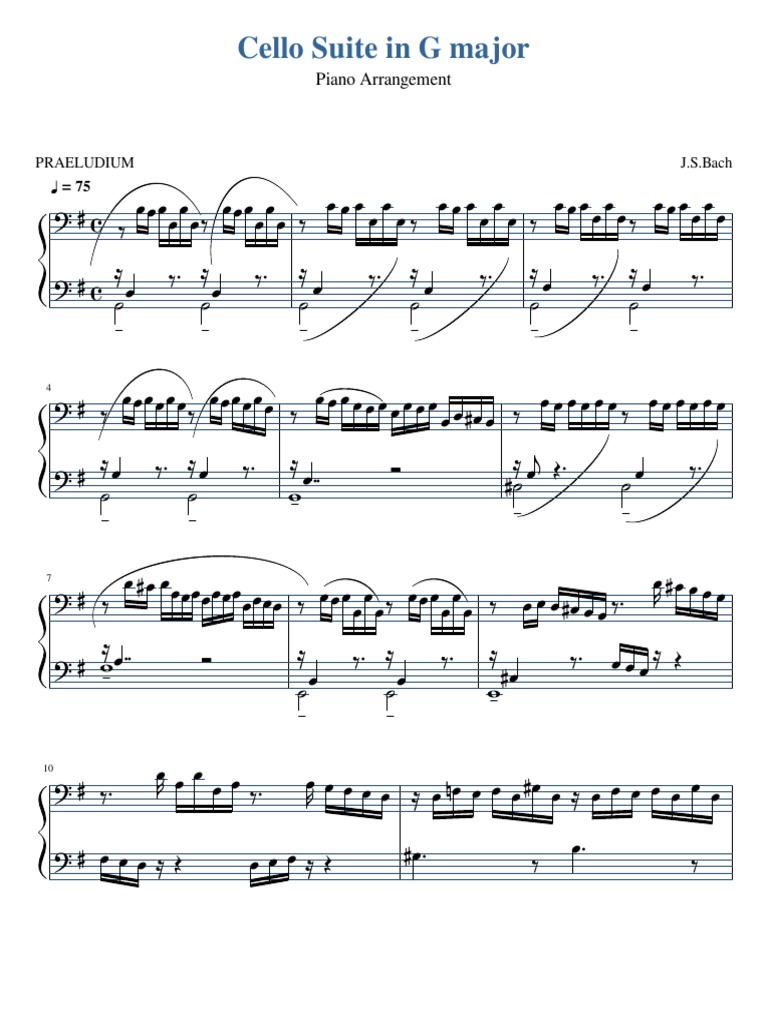 Cello Suite in G Major | PDF | Baroque Music | Johann Sebastian Bach