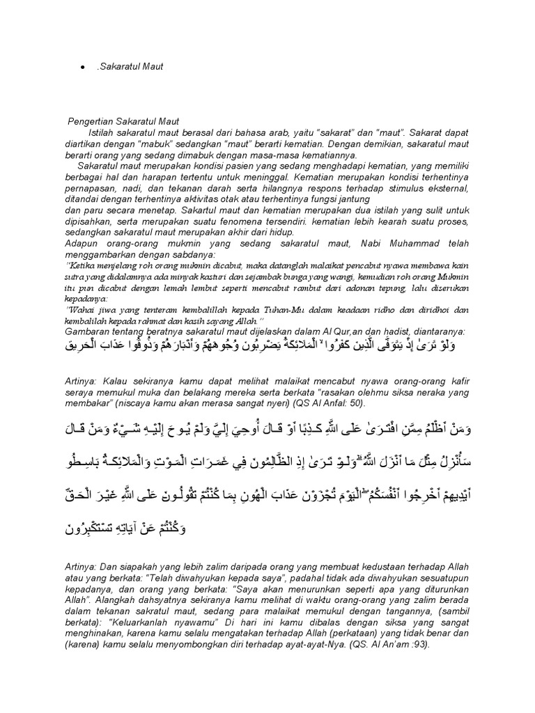 Manajemen Sakaratul Maut | PDF | Agama & Spiritualitas