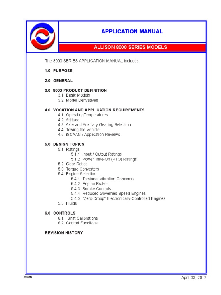 Application Manual: Allison 8000 Series Models | PDF | Transmission ...