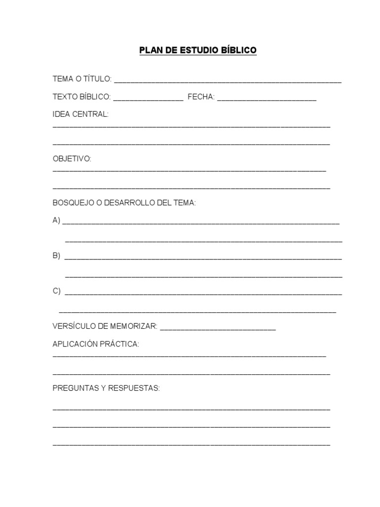 Plan de Estudio y Clase Bíblica | PDF | Biblia | Educación religiosa