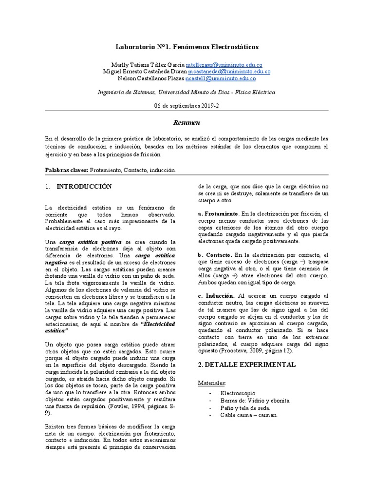 Documento de Karol Bautista | PDF | Electrostática | Electrón