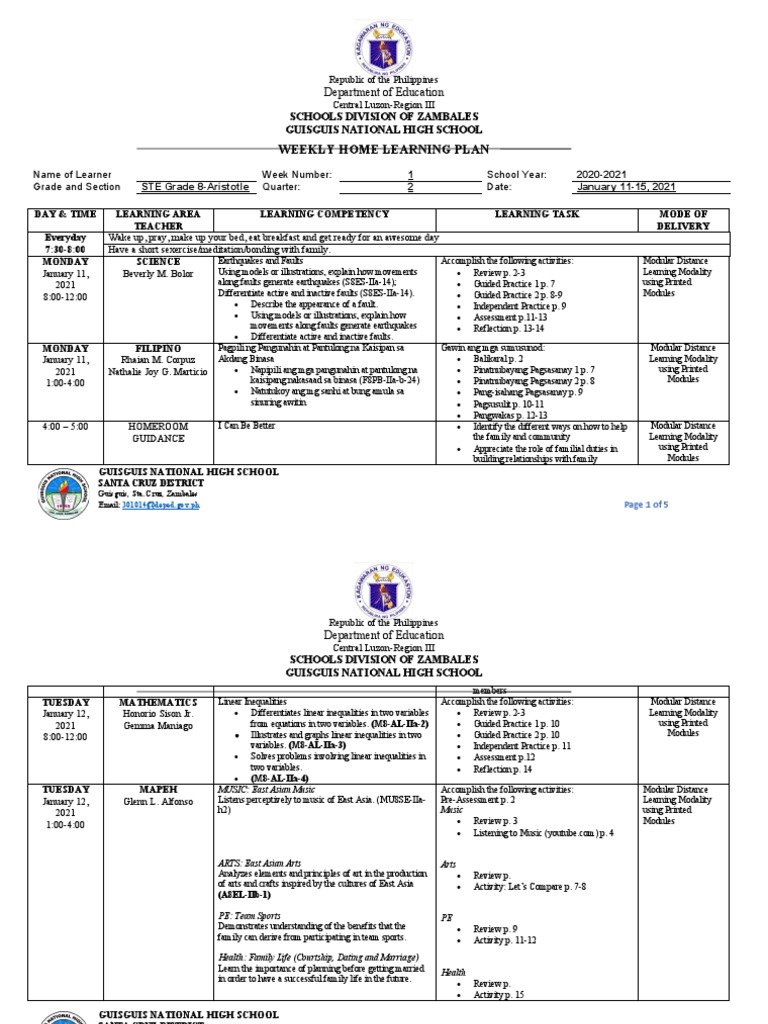 WHLP Grade 8 Quarter 2 Week 1 | PDF | Learning | Psychology