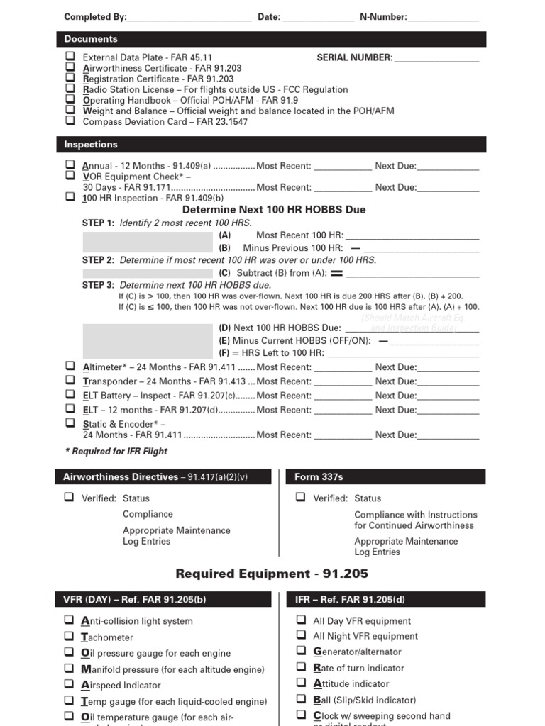 Air Worthiness Checklist | PDF | Visual Flight Rules | Instrument ...