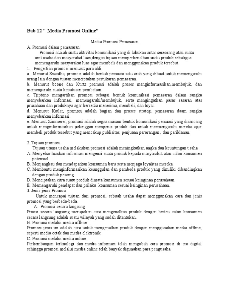 Promosi Online dan Offline | PDF
