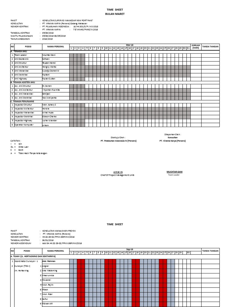 Contoh Time Sheet | PDF