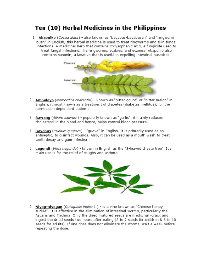 Ten (10) Herbal Medicines in The Philippines: Akapulko | PDF | Medical ...