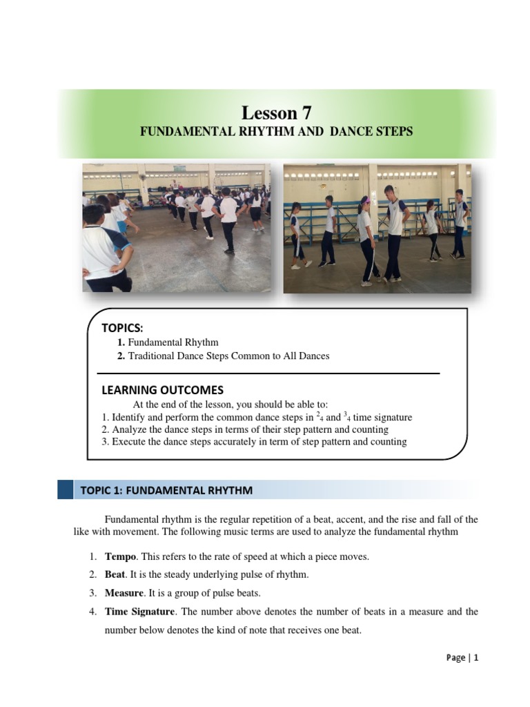 PE 2 Module 2021 Lesson 7 | PDF | Rhythm | Dances