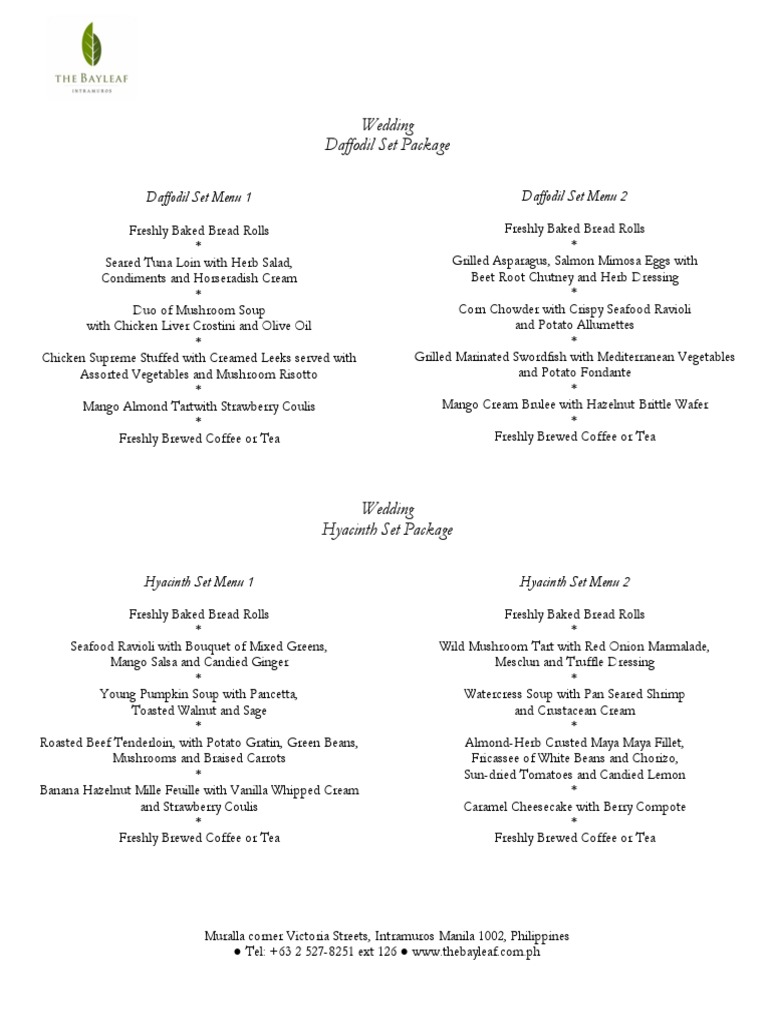 Wedding Set Menu | PDF | Salad | Cuisine