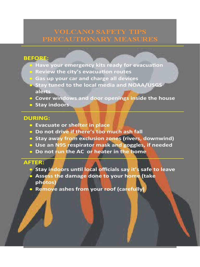 Volcano Safety Tips Precautionary Measures: Before | PDF
