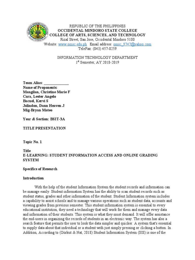 Title Proposal Template | PDF | Educational Technology | Information System