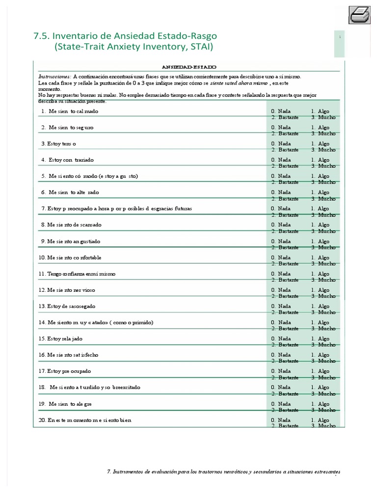 PDF Stai Test | PDF | Psicologia POSITIVA | La naturaleza humana