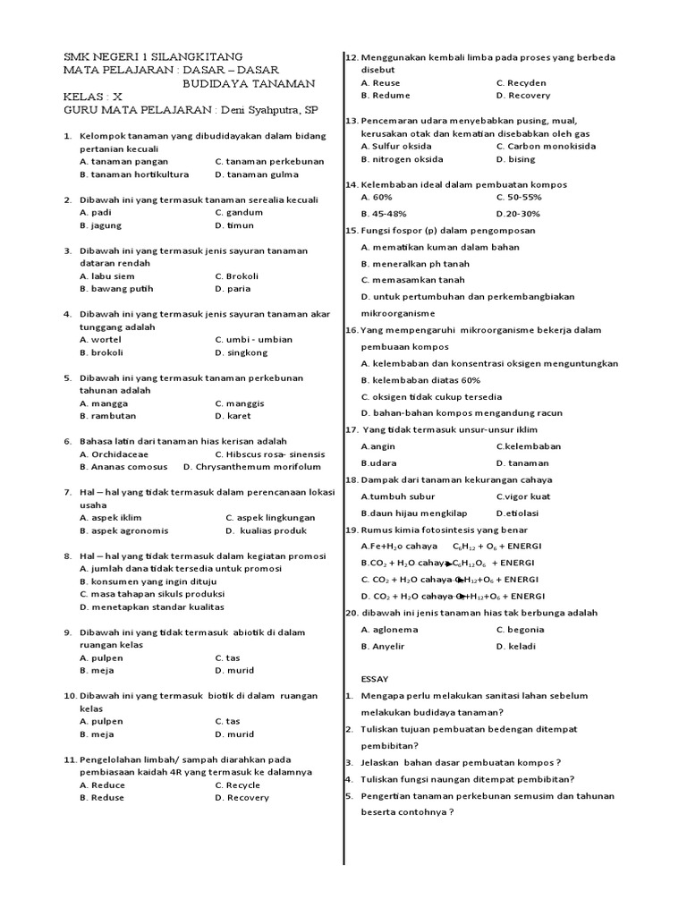 Soal Dasbutan X | PDF