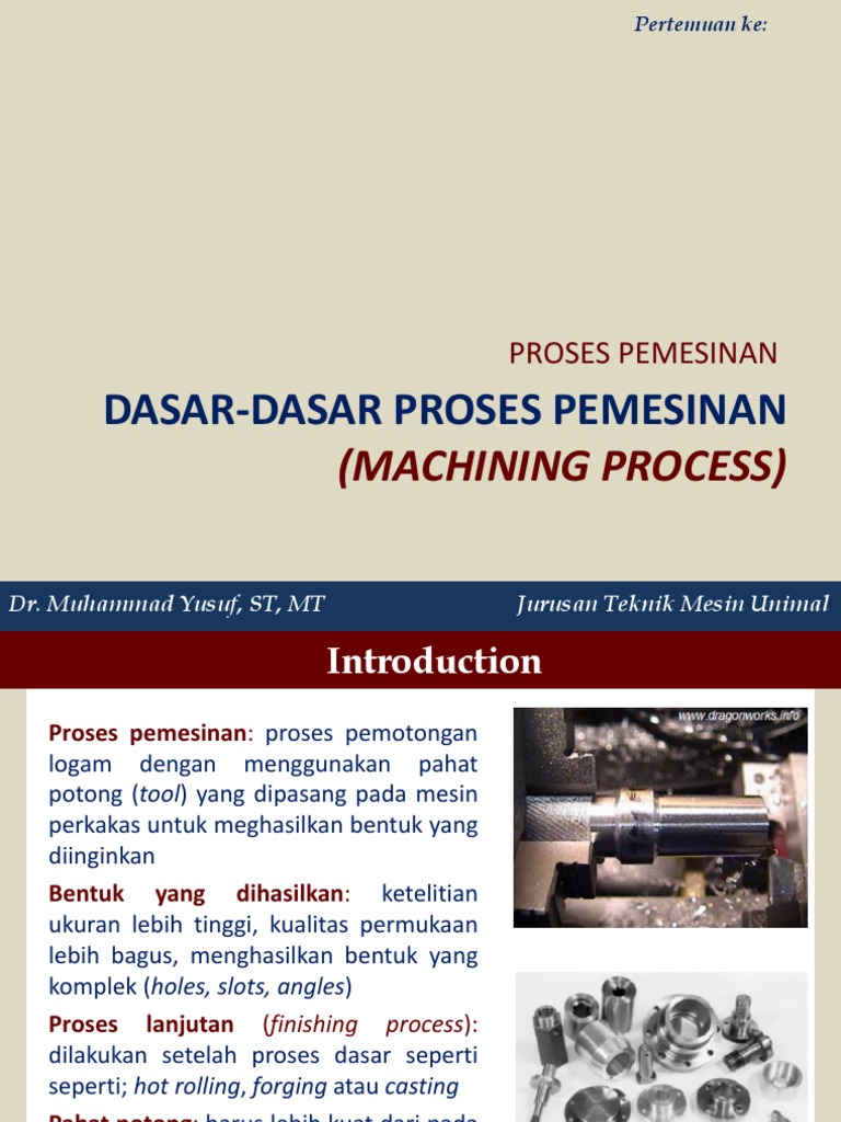 01 - Dasar-Dasar Proses Pemesinan | PDF