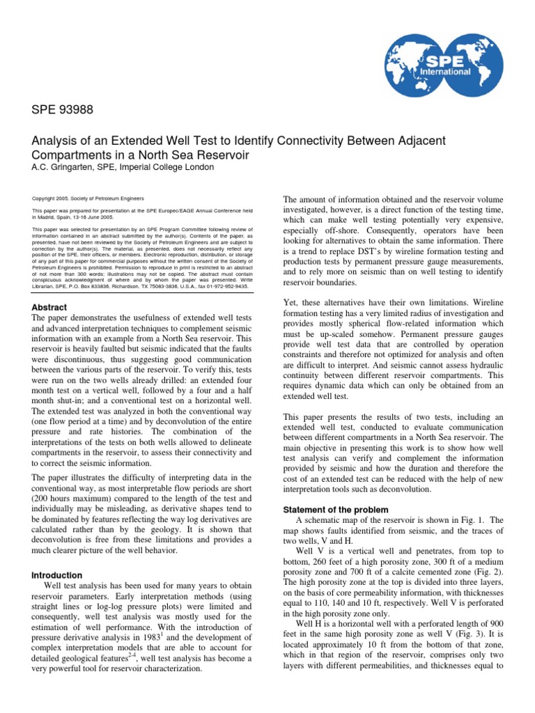 Analysis of An Extended Well Test To Identify Connectivity Between ...