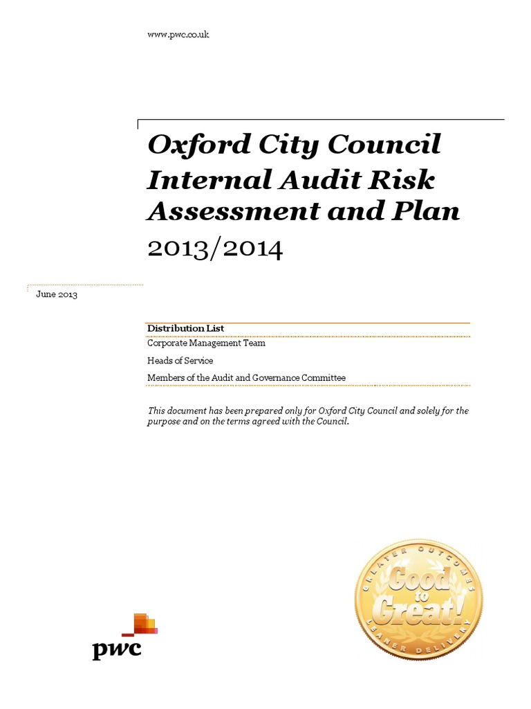 Internal Audit Risk Assessment and Plan - Oxford City Council | PDF ...