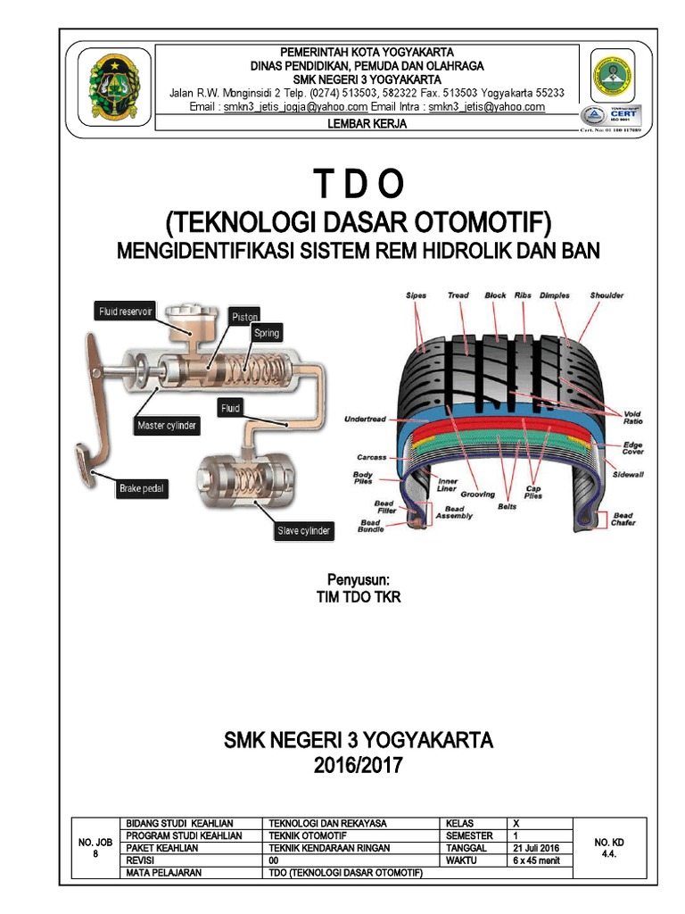 Job Sheet TDO 8 Mengidentifikasi Sistem Rem Hidrolik Dan Ban | PDF