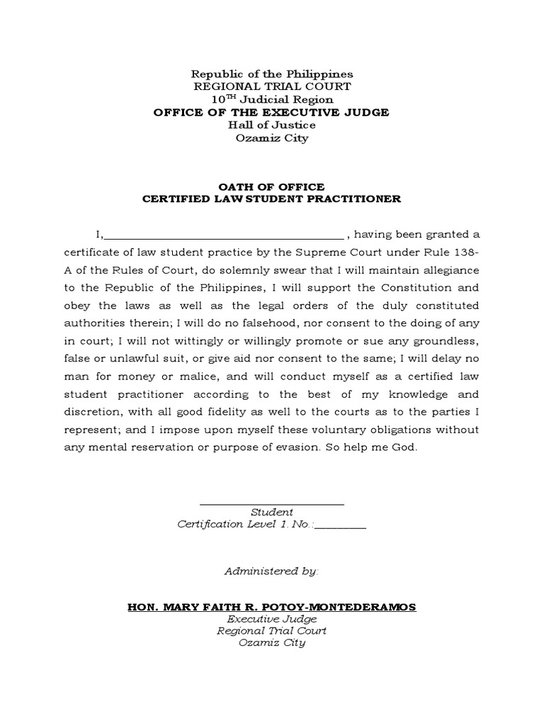 Oath Taking Form | PDF