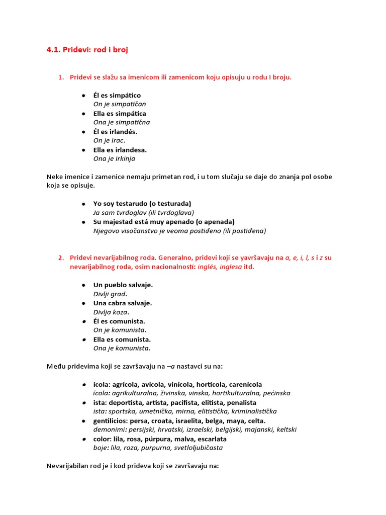 Pridevi I Imenice | PDF