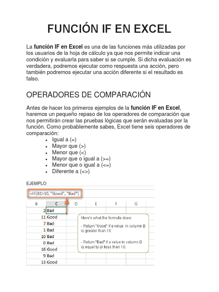 Función If en Excel | PDF