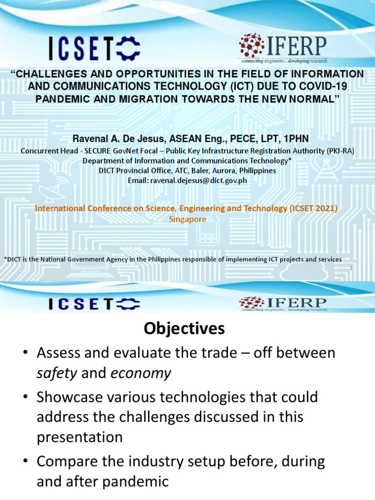 ICSET 2021 - Challenges and Opportunities in ICT by Ravenal de Jesus ...